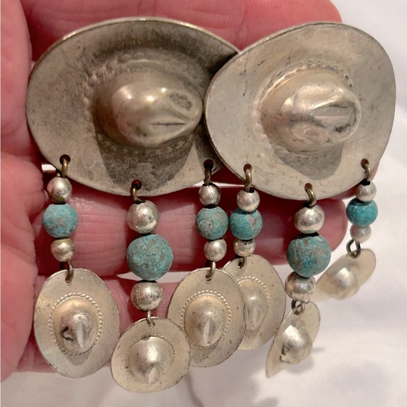 Jewelry | Silver Metal Cowboy Hat Dangle Earrings Vintage Newreduced ...